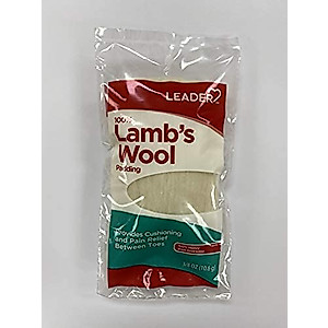 Leader 100% Lambs Wool Padding, Provides Cushioning Comfort and Pain Relief Between Toes, 3/8 oz
