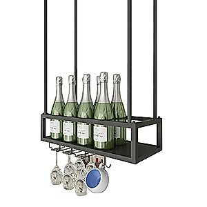 Black Wine Rack Wine Bottles Display Racks Glass Goblets Storage Shelf Ceiling Hanging Holder Wall Mounted Iron Shelving for Under Cabinet, Kitchen, Bar, Restaurants (Size : 120x25