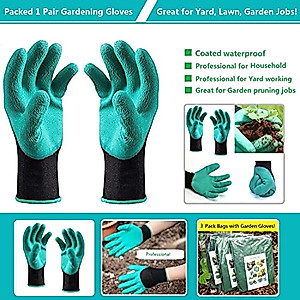 Professional 3-Pack 137 Gallon Lawn Garden Bags (D34, H34 inches) Big Yard Waste Bags with Garden Gloves, Extra Large Reusable Leaf Bags,Garden Clippings Bags,Leaf Containers,Yard Trash Bags 4 Handles
