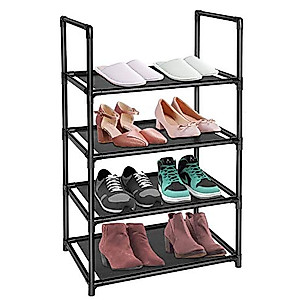 sunvito shoe rack, 4 tier shoe rack for closet, Small shoe rack for kids, Narrow shoe rack organizer storage 6-8 Pairs space saving shoes rack organizer entryway,cabinet, bedroom,door,corner,outdoor