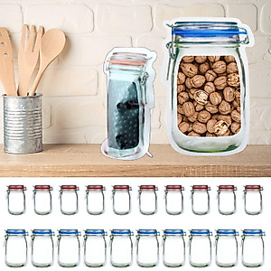 laffeya 30pcs Mason Jar Bags, Portable Christmas Cookies Nut Candies Saver Storage Bags, Reusable Snack Storage Bags, Candy Zipper Sealed Bags