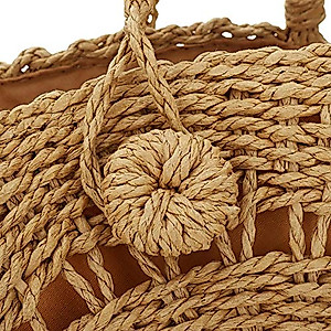Straw Tote for Women, Crossbody Handwoven Rattan Straw Bag Summer Beach Carrying Shoulder Handbag(Coffee)