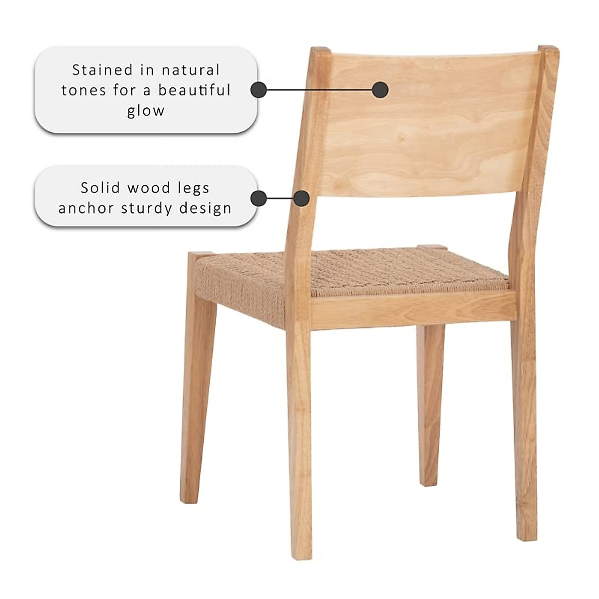 Linon Patty Set of Two Wood 18" Dining Chairs in Natural Brown