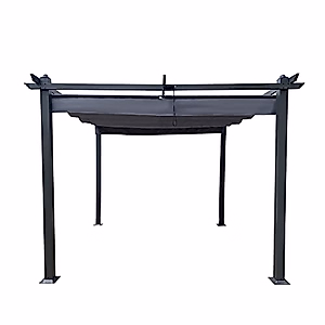 WHNB 10' x 9' Aluminum Retractable Patio Gazebo Garden Pergola with Weather-Resistant Canopy and Stylish Design Grey