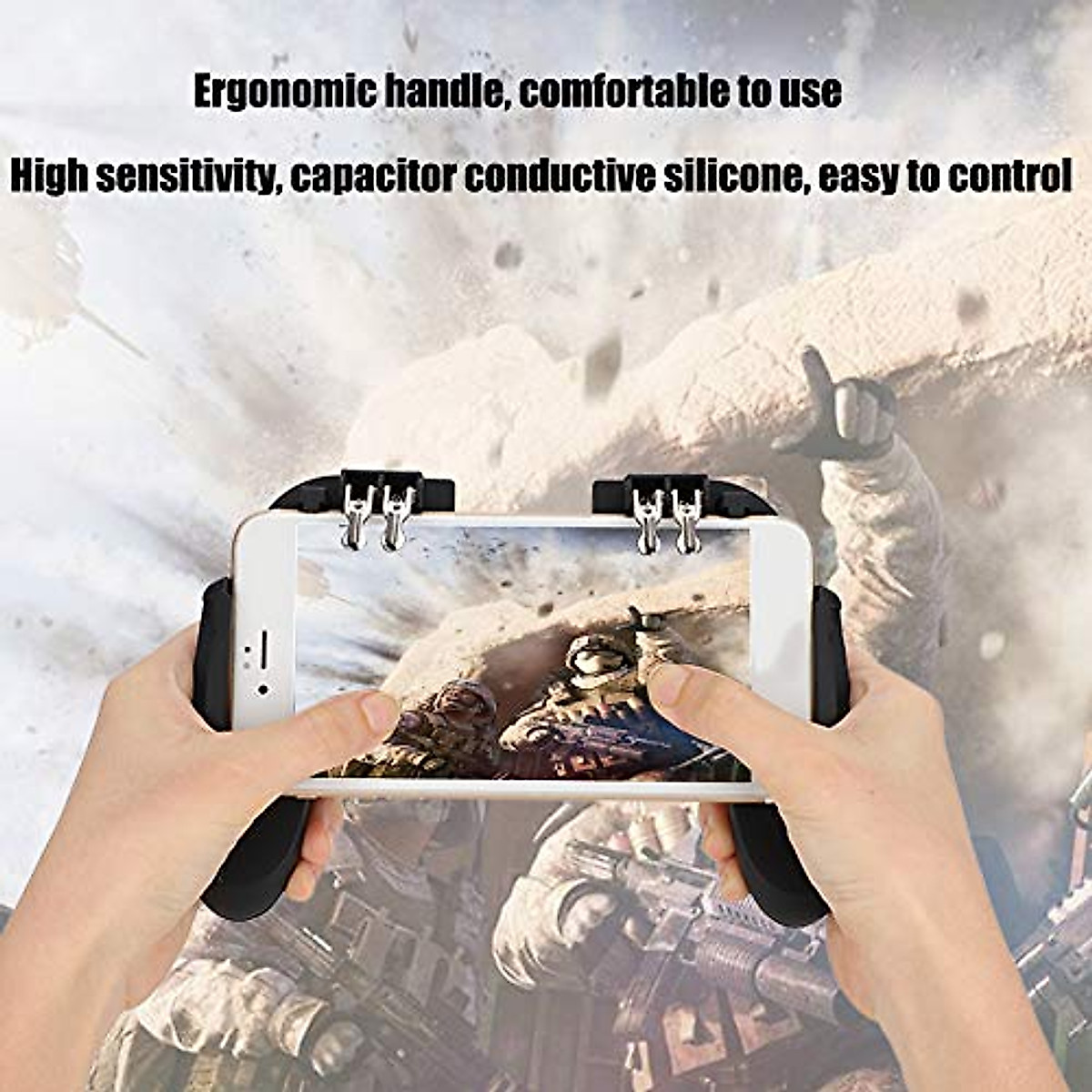 DAUERHAFT Heat Dissipation Gamepad, Push Trigger Design Mechanical Keystroke Feel Game Auxiliary Key for Phones Under 6.5inch for Mobile Phone