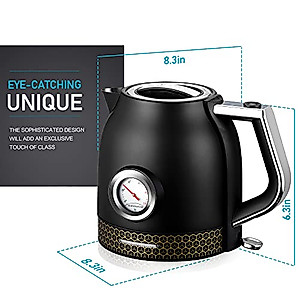 Kichele Electric Tea Kettle, 1.7L Hot Water Kettle, BPA Free Stainless Steel Water Boiler with STRIX Thermostat, Auto Shut off & Boil-Dry Protection For Tea, Coffee