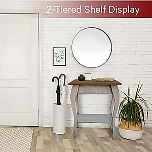 Peaceful Classics Wooden End Table- Amish Handmade Slim Side Table for Living Room, Bedroom, Entry Way, & Hallway, Thin Narrow End Table with 2-Tiered Shelves for Display & Storage, Pewter