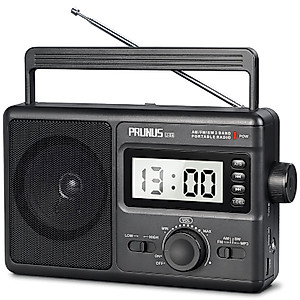 PRUNUS J09 Digital AM FM Portable Radio Shortwave, Bigger Screen for Elderly, AC/ 4 D Cell Batteries Powered,TF Card/USB Player, Time Setting, Earphone Jack, Auto Station Preset for Seniors/Hurricane