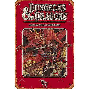 Shvieiart Wall Decor Sign - Dungeons & Dragons 1974 Poster - 8X12 Inch Vintage Look Metal Sign,Bar, Man CAVE Art Decoration