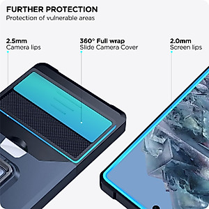 𝟐𝟎𝟐𝟑 𝗡𝗘𝗪 Google Pixel 8 Pro Case with Slide Camera Cover and Card Holder - Wireless Charging Compatible Pixel 8 Pro Wallet Case with Magnetic Kickstand (Blue)