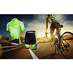 Men Cycling Jersey Set Bike Short Sleeve Shirt Tops+5D Padded Shorts S-3XL