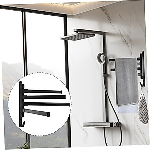 Amosfun Rotating Towel Shelves Hand Towel Racks for Bathroom Towel Hanging Shelf Hand Towel Holder Towel Rack for Kitchen Bathroom Towel Holders Towel Rod Black Stainless Steel