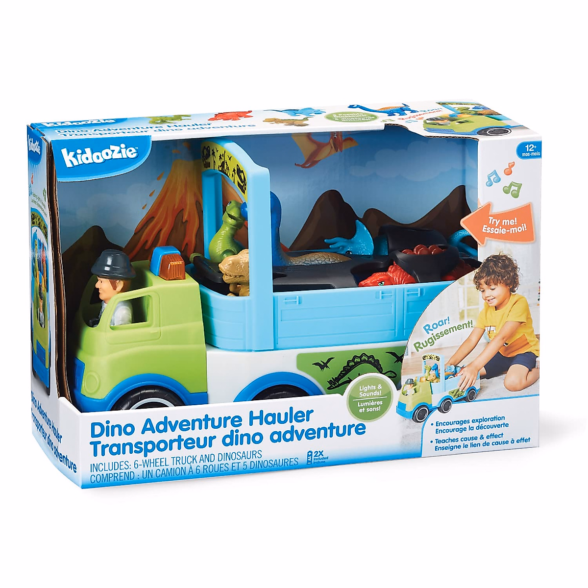 Kidoozie Dino Adventure Hauler - Interactive Vehicle & Playset with Lights & Sounds!