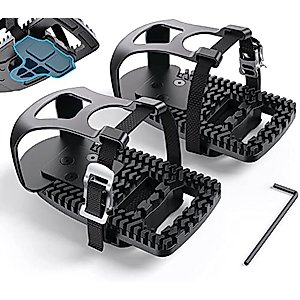SHRINLUCK Toe Cages Compatible with The Peloton Bike, Upgrade Dual Function Toe Cage Pedals Adapters for Regular Shoes, Convert Look Delta Pedals to Toe Clip Pedals- Ride with Sneakers, Great for Kids