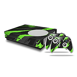 WraptorSkinz Decal Skin Wrap Set works with 2016 and newer XBOX One S Console and 2 Controllers Jagged Camo Neon Green
