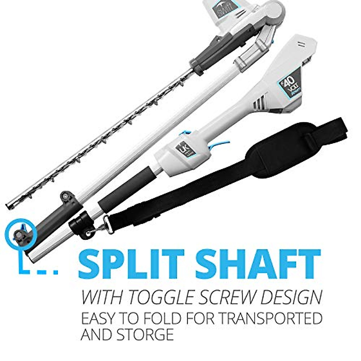 40V Cordless Pole Hedge Trimmer Long Reach 20" Cutting Length 6 Position Adjustable Head with Battery and Charger