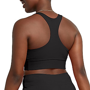 Hanes Comfortblend Women's Originals Bralette, Pullover Cotton Longline Bra with Moderate Support, Black, Small