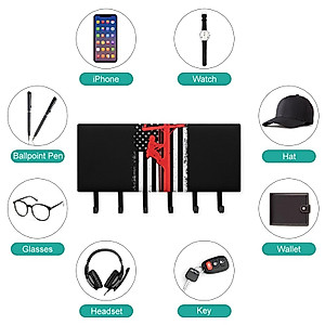 American Flag Lineman Key Hangers with 6 Hooks Large Wall Mounted Key Holder for Entryway