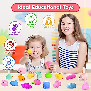 FLY2SKY 45Pcs Mochi Squishy Toys Mini Squishies Kawaii Animal Squishies Party Favors for Kids Cat Panda Unicorn Squishy Novelty Stress Relief Toys Birthday Gifts Goody Bags Class Prizes Pinata Fillers