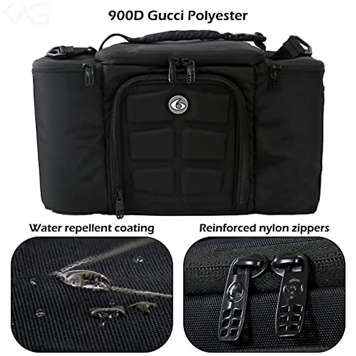 Innovator 300 Meal Prep Lunch Bag with 4 BPA-Free, Reusable, Microwavable, Freezer Safe, Portion-Controlled Containers, Pill Organizer, Lunch Box with Storage Pockets (Stelath/Black)