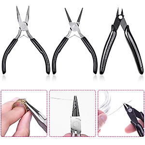Jewelry Pliers, Cridoz Beading Pliers Set with Needle Nose Pliers, Round Nose Pliers and Wire Cutter for Jewelry Making Beading Repair Supplies and Crafting (set of 3)