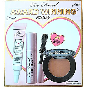 Too Faced Award Winning Minis Makeup Set of 3 Minis: Hangover Face Primer, Better Than Sex Mascara and Chocolate Bronzer