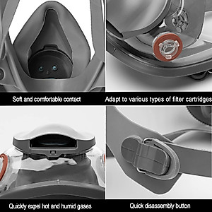 Respirator Mask Full Face Reusable Gas Mask Large Screen Organic Vapor Mask and Anti-fog for Painting, mechanical polishing, logging, welding, Against Dust, Polishing,Staining,Sanding &Cutting 4006