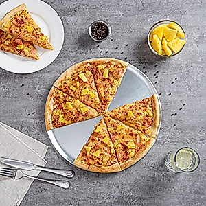 Restaurantware Met Lux 14 Inch Commercial Pizza Pan 1 Coupe Style Pizza Cooking Tray - Heavy-Duty 18-Gauge Aluminum Round Baking Tray Oven-Baking For Pizzas & More