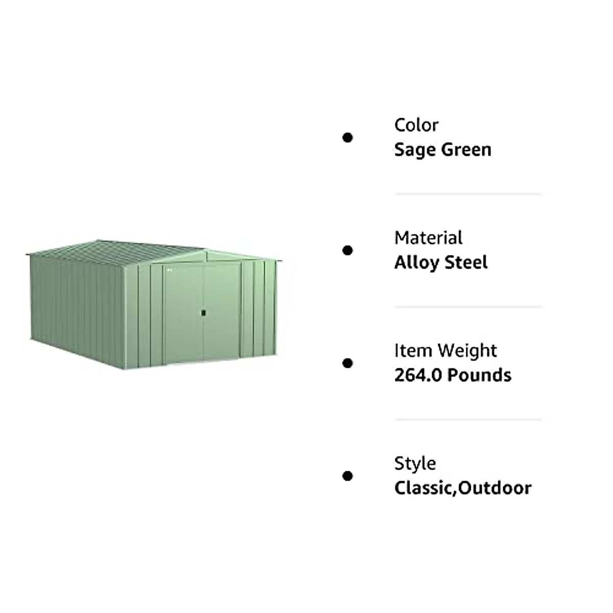 Arrow Classic Steel Storage Shed, 10x14, Sage Green