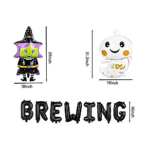 A Baby is Brewing Halloween Baby Shower Balloons Decorations A Baby is Brewing Balloon Garland and Halloween Witch Ghost Foil Balloons for Halloween Baby Shower Birthday Party Supplies