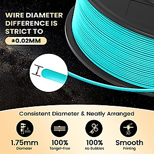 PETG 2500g 3D Printer Filament Bundle Multicolor, SUNLU Strong PETG Filament 1.75mm, Neatly Wound Filament 2.5kg, 250g Spool, 10 Pack, Black+White+Grey+Blue+Red+Purple+Pink+Cyan+Coffee+Transparent