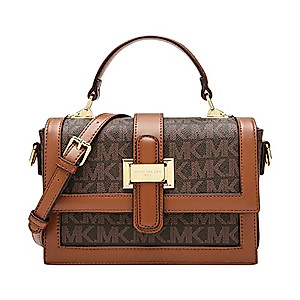 LOFFYMILLER Womens Handbag Shoulder Bag Retro Snap Sling Oldlace Satchel Bag with Removable Leather Strap for Woman (Brown)
