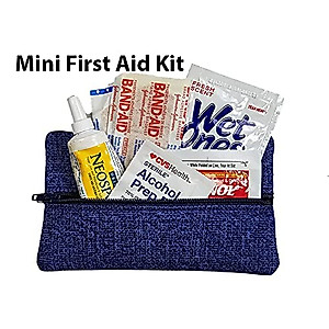 Tissue Pouch Zipper Enclosed Fabric Travel And Purse Tissue Holder (Blue, Stars)