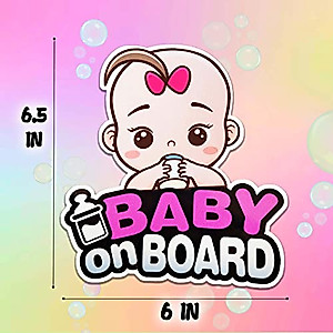 Dr.Kbder Baby On Board Sticker for Cars 2PCS, 6.5" by 6", Funny Baby Girl in Car Warning Stickers Cute Baby Accessory Stickers Sign, Baby Up in This B Sticker for Cars Bumper Car Decal
