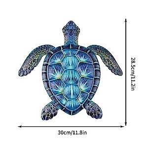 Toonshare Sea Turtle Wall Art Flat Metal Wall Art Coastal Wrought Iron Hanging Wall Mounted Animal Sculpture Decor for Fence Deck Garden Farmhouse Coastal Beach Themed Decor (yellow, 11 inch)