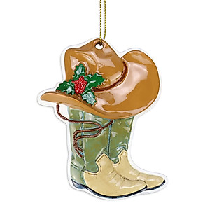 TRUMPETIC Cowboy Boot Ornament, Western Christmas Ornaments, Cowboy Christmas Ornaments, Cowboy Hat Ornament, Cowboy Boot Stocking, Cowgirl Ornament, Western Ornaments for Christmas Tree, Boots