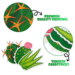 40 Pieces Cactus Cutouts Prickly Cactus Party Cutouts Green Cactus Paper-cuts for Fiesta Party Classroom Bulletin Board Wall Decoration