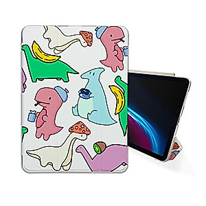 Cute Dino Kid Colorful case Compatible with iPad Mini Air Pro 7.9 8.3 9.7 10.2 10.9 11 12.9 inch Pattern Cover New 2022 2021 Trifold Stand 3 4 5 6 7 8 9 Generation 563 (12.9 Pro 3/4/5 gen)