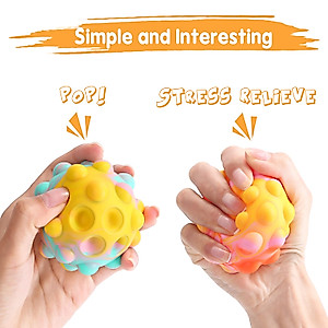 Pop Ball It Fidget Toys 4 Pack Stress Balls for Kids Adults Poppers Its 3D Squeeze Anti-Pressure Pop Balls Push Bubble Its Sensory Toys Squishy Fidget Ball Toddlers Small Toy Popper Stress Relief