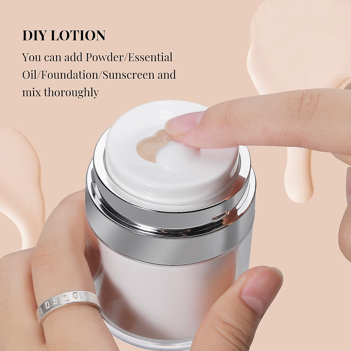 UMETASS 3 Pack 1 oz Airless Pump Jar, Refillable Cream Jar Vacuum Bottle Travel Size Empty Container for Cream and Lotion