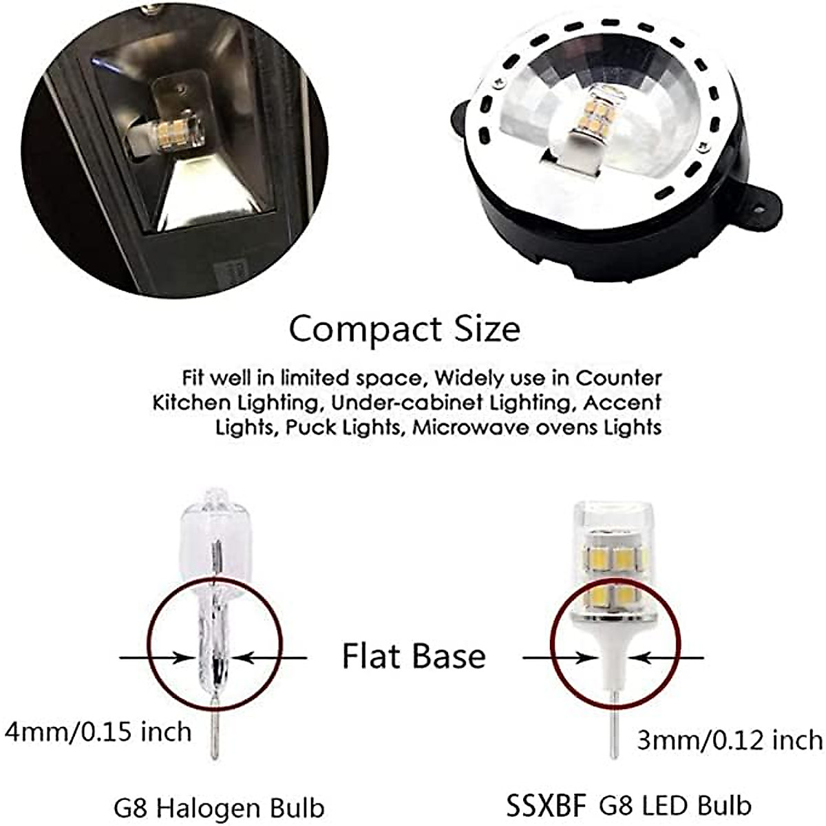 SSXBF G8 Led Bulb, 20-25W Halogen Equivalent 3W T4 Bulb, Daylight White 6000K, 120V Puck Light Bulbs for Under Cabinet Light, Under Counter Kitchen Lighting,5-Pack…