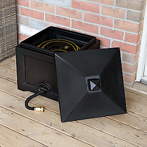 Mayne Fairfield Garden Hose Bin - Black - 17in L x 17in W x 18in H - Holds up to 100 ft. of standard garden hose (5858-B)