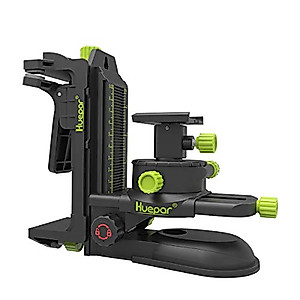 Huepar Fine-tuning Bracket Laser Level Adapter, Multifunctional Magnetic Pivoting Base with Adjustable Clip, 360° Adjustable Support with 1/4"-20 Male Threaded, Height Adjustment - PV10+