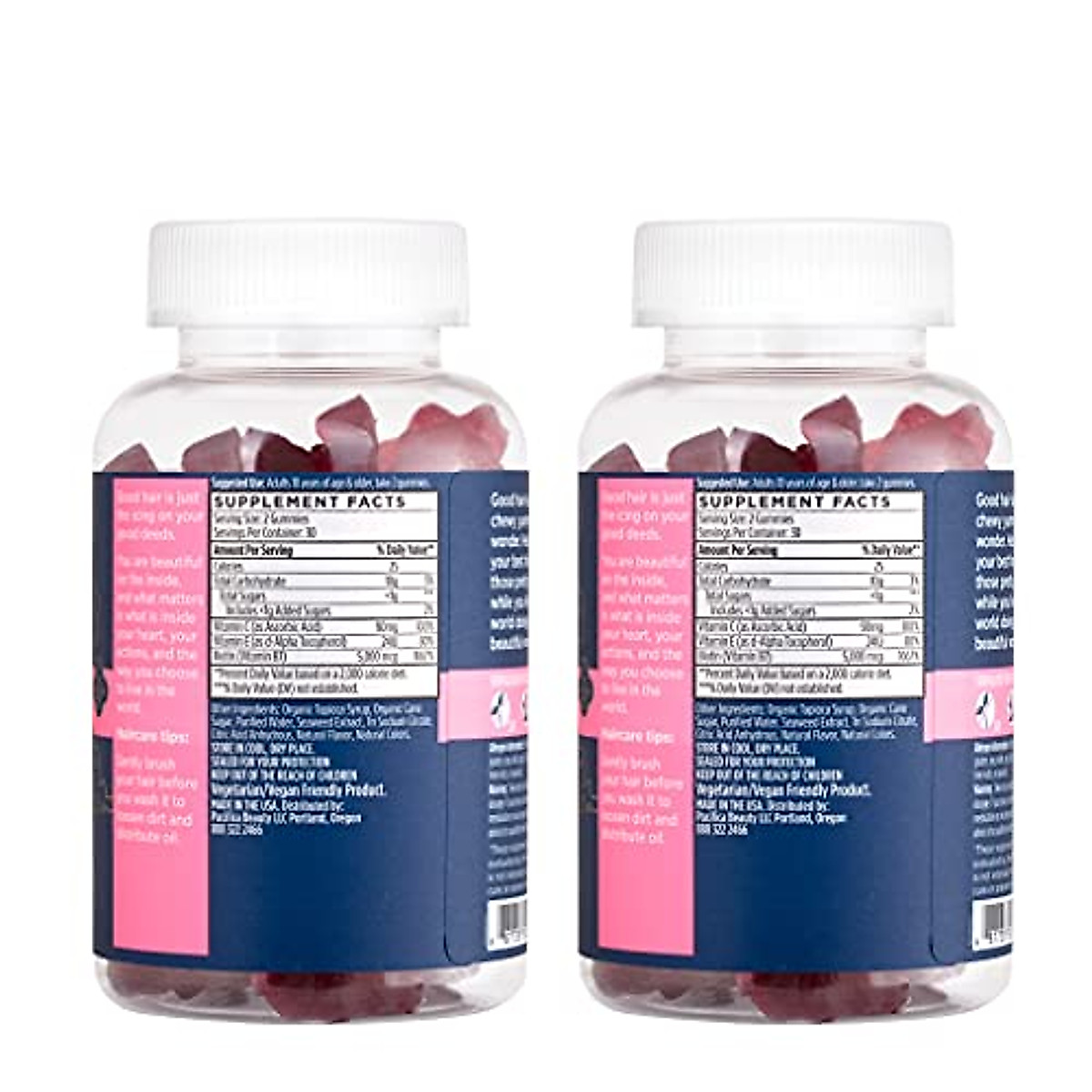 Pacifica Beauty Nirvana Gummies Supplement for Hair Support, Wheat, Soy + Gluten Free, Vitamin E, C, Biotin, Vegan & Cruelty Free, Red, Cherry, 60 Count, Pack of 2