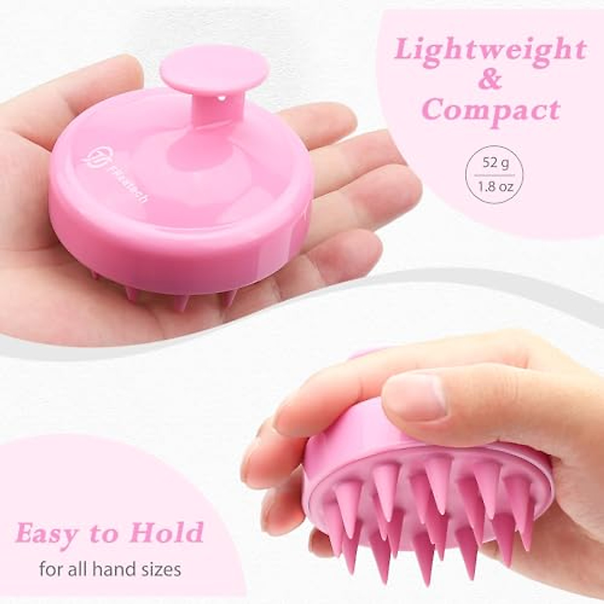 FREATECH 2-Pack Hair Scalp Massager Shampoo Brush, Shower Hair Brush with Long & Flexible Silicone Bristles for Scalp Scrub, Head Massage and Hair Growth, Dandruff Comb Scalp Scrubber Exfoliator