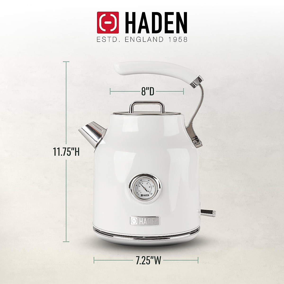 Haden Dorset 1.7 Liter Cordless Electric Kettle with Auto Shut Off for Kitchen, Small Appliances, Counter, and Apartments, Ivory/Chrome