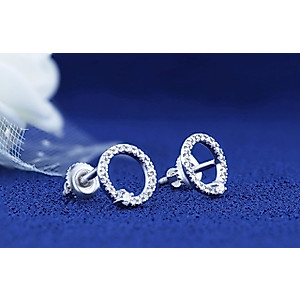 Dazzlingrock Collection 0.15 Carat (ctw) Round White Diamond Open Circle Stud Earrings for Women in 10K White Gold in Screw Back