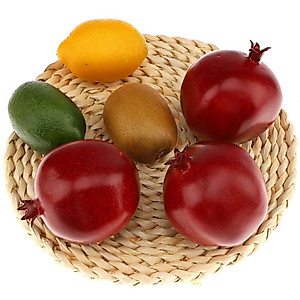 Gresorth 6 Pcs Lifelike Artificial Pomegranet Decoration Fake Pomegranate Fruit Home Party Kitchen Festival Show