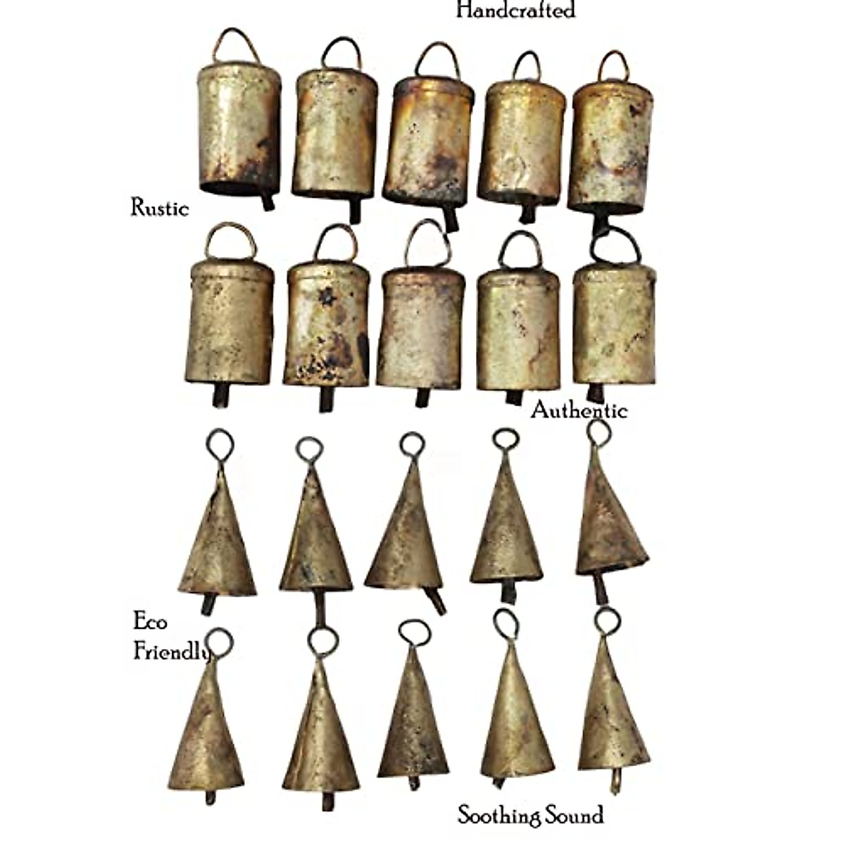 Mango Gifts Rustic Iron Tin Metal Vintage Cow Bells Jingle for Wind Chimes and Crafts 2.25" H (Set of 20 Pieces)