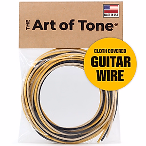 The Art Of Tone Gavitt Cloth Wire, 22 Gauge Guitar Wire, Pushback Wire for Electric Guitar Upgrades Kits, and Wiring Harness, 22awg 7-Strand Pre-tinned Copper Wire 10ft of Each Black/White/Yellow
